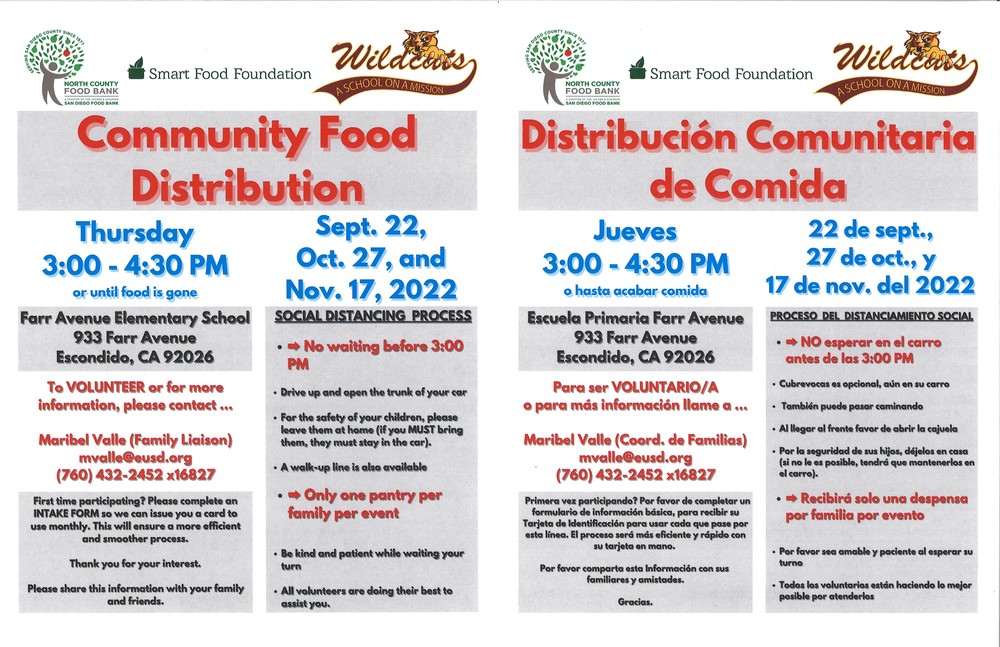 Community Food Distribution 9/22/22 | Bernardo Elementary